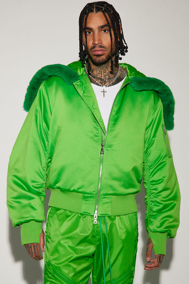 Overdrive Hooded Bomber Jacket - Green | Fashion Nova, Mens Jackets ...