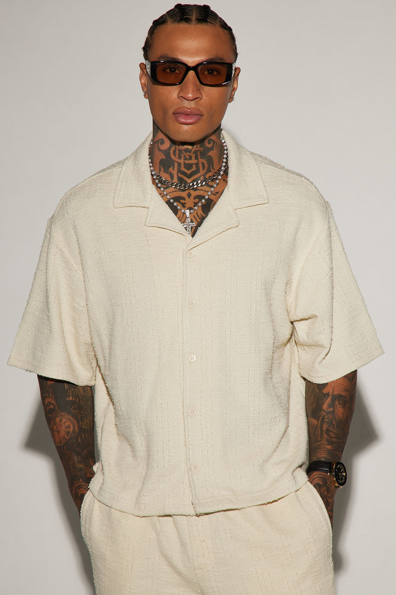 Jordan Textured Button Up Shirt - Off White | Fashion Nova, Mens Shirts ...