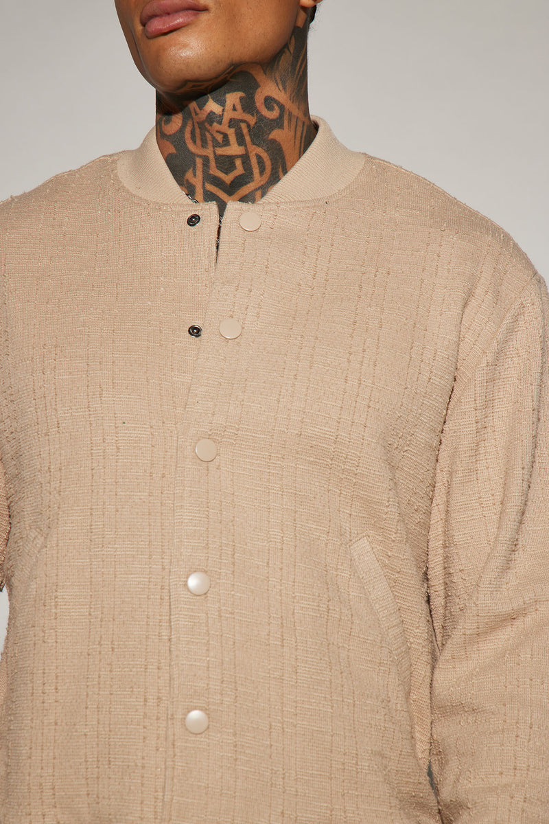 Jordan Textured Varsity Jacket - Tan | Fashion Nova, Mens Casual ...