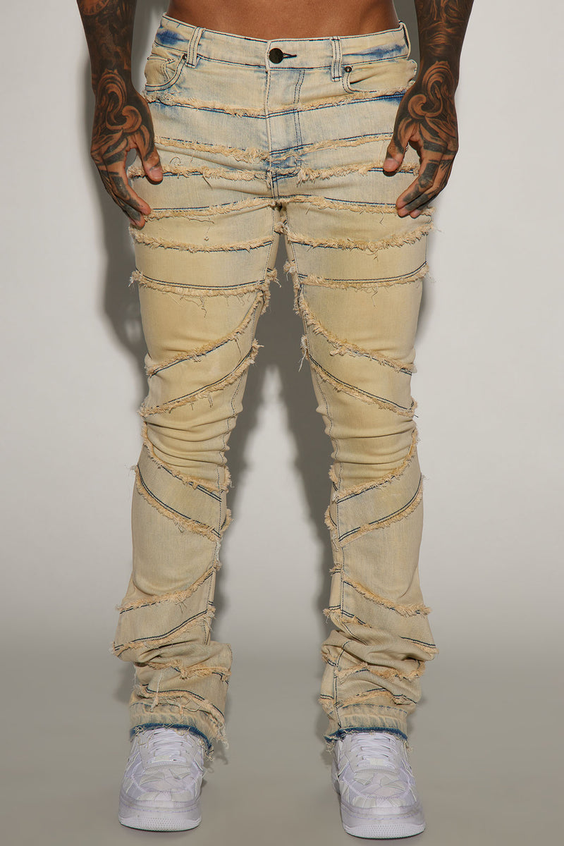 In All Ways Fray Stacked Skinny Flare Jeans - Vintage Wash | Fashion Nova, Mens Jeans | Fashion Nova