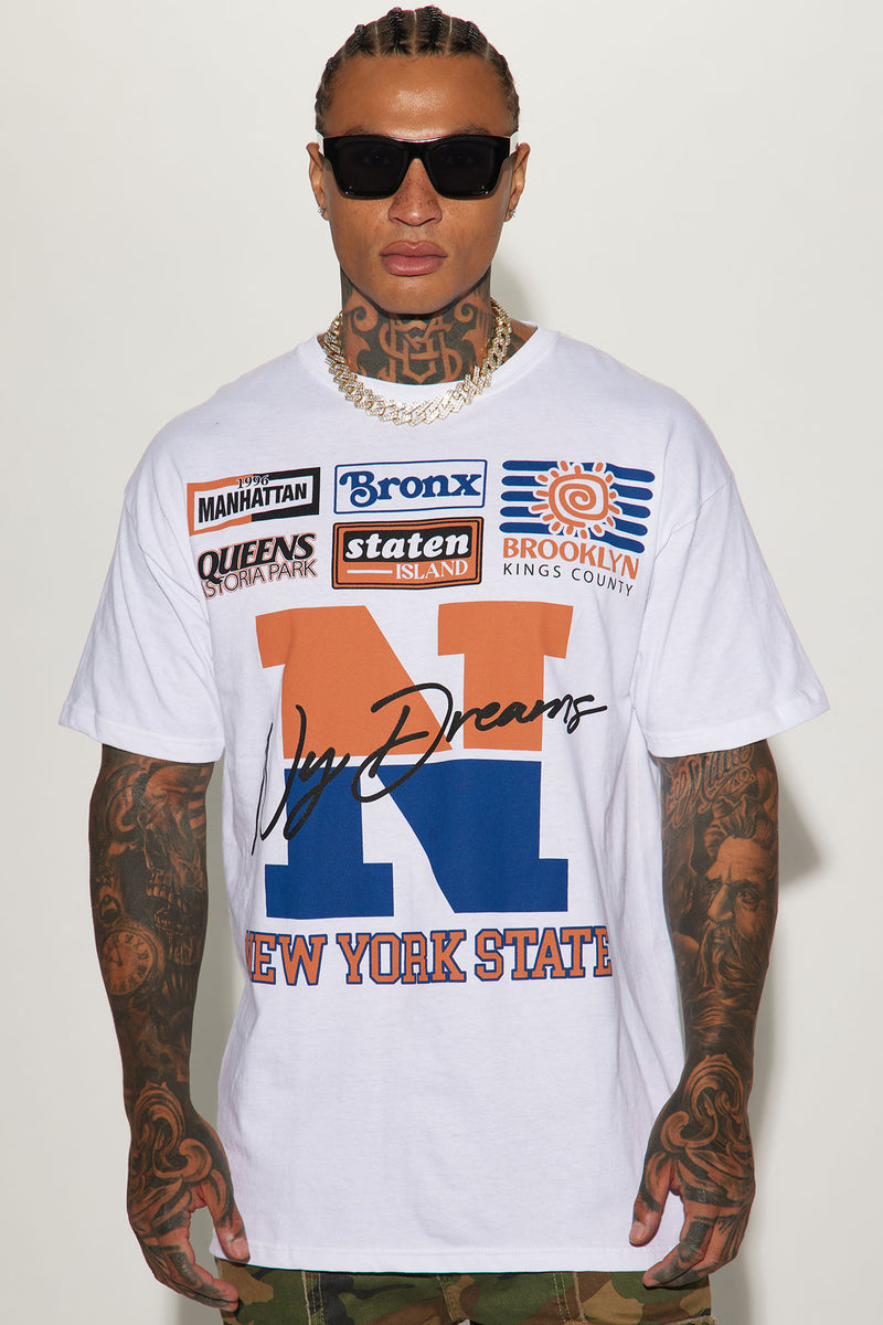 NY 5 Stack Short Sleeve Tee - White | Fashion Nova, Mens Graphic Tees ...