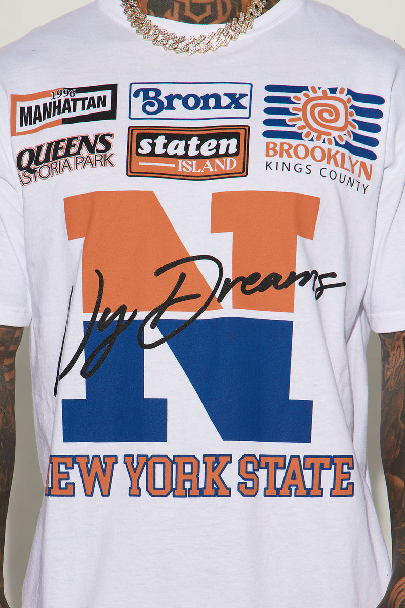 NY 5 Stack Short Sleeve Tee - White | Fashion Nova, Mens Graphic Tees ...