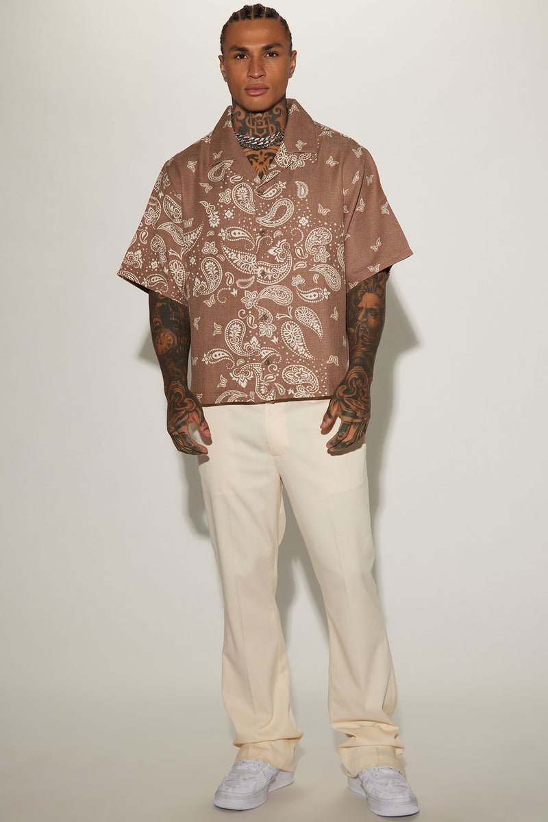 Paisley Bound Button Up Shirt - Taupe/combo | Fashion Nova, Mens Shirts ...