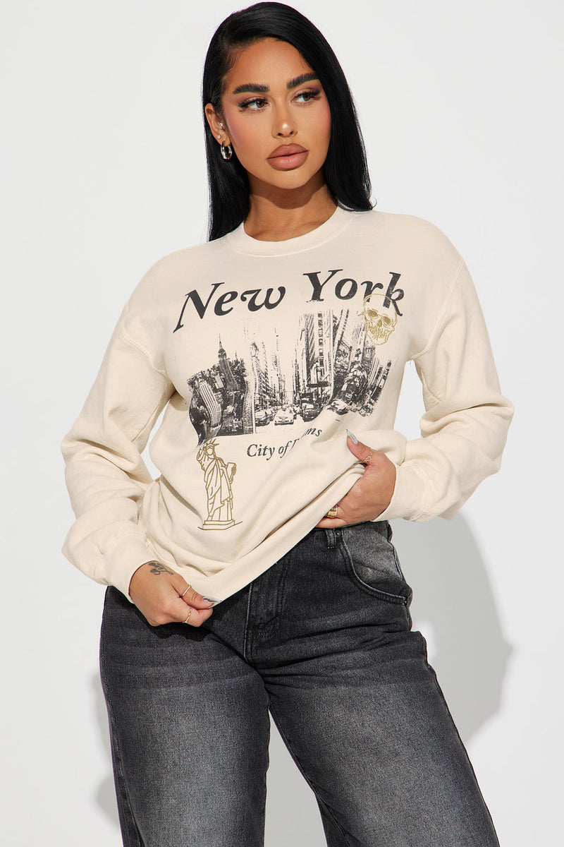 New York City Of Dreams Washed Sweatshirt - Natural/Combo | Fashion Nova, Screens Tops and ...