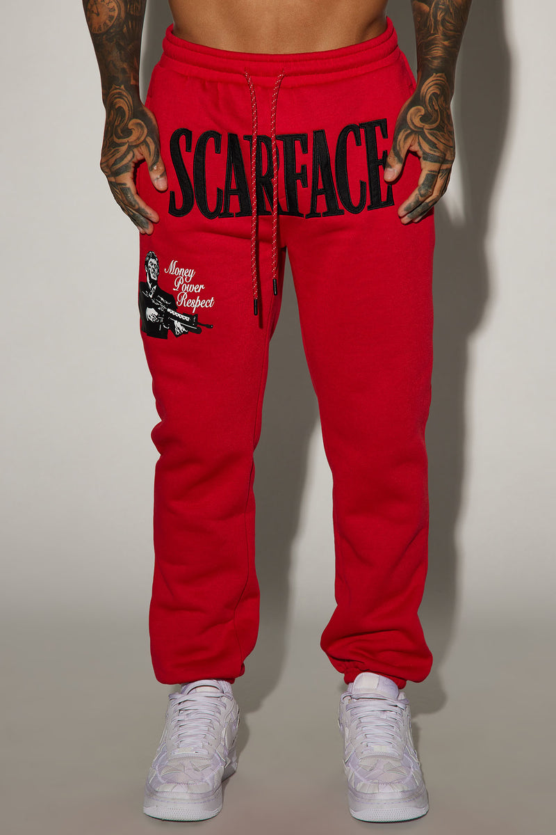 Scarface Money Power Respect Jogger - Red | Fashion Nova, Mens Fleece ...