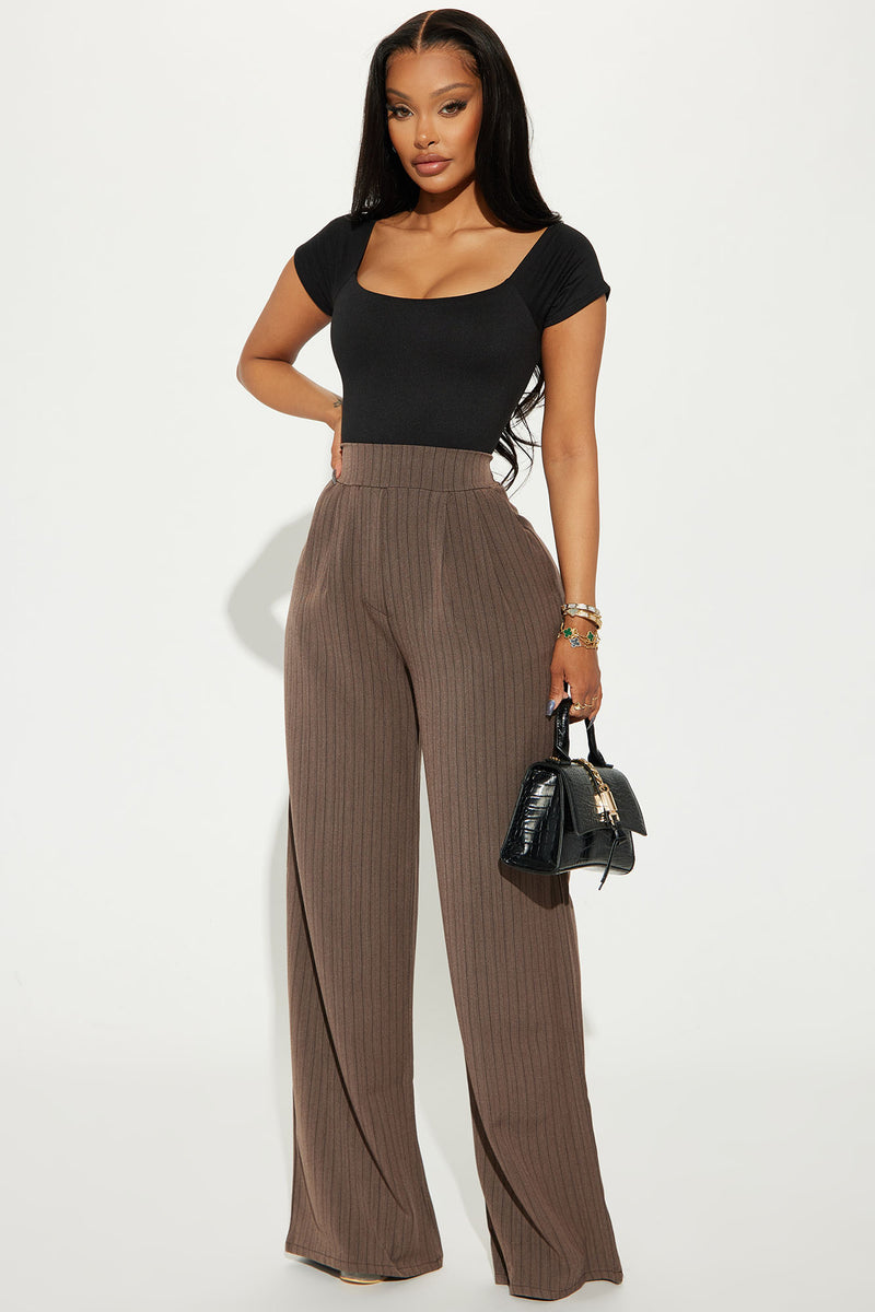 True Feeling Pinstripe Trouser - Chocolate | Fashion Nova, Pants ...