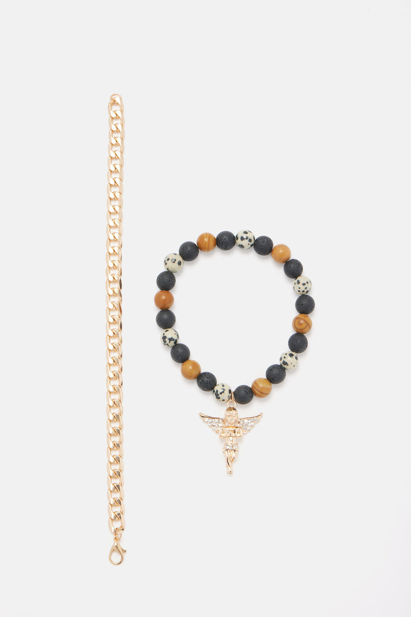 Fallen Angel Bracelet Set - Gold/Black | Fashion Nova, Mens Jewelry ...