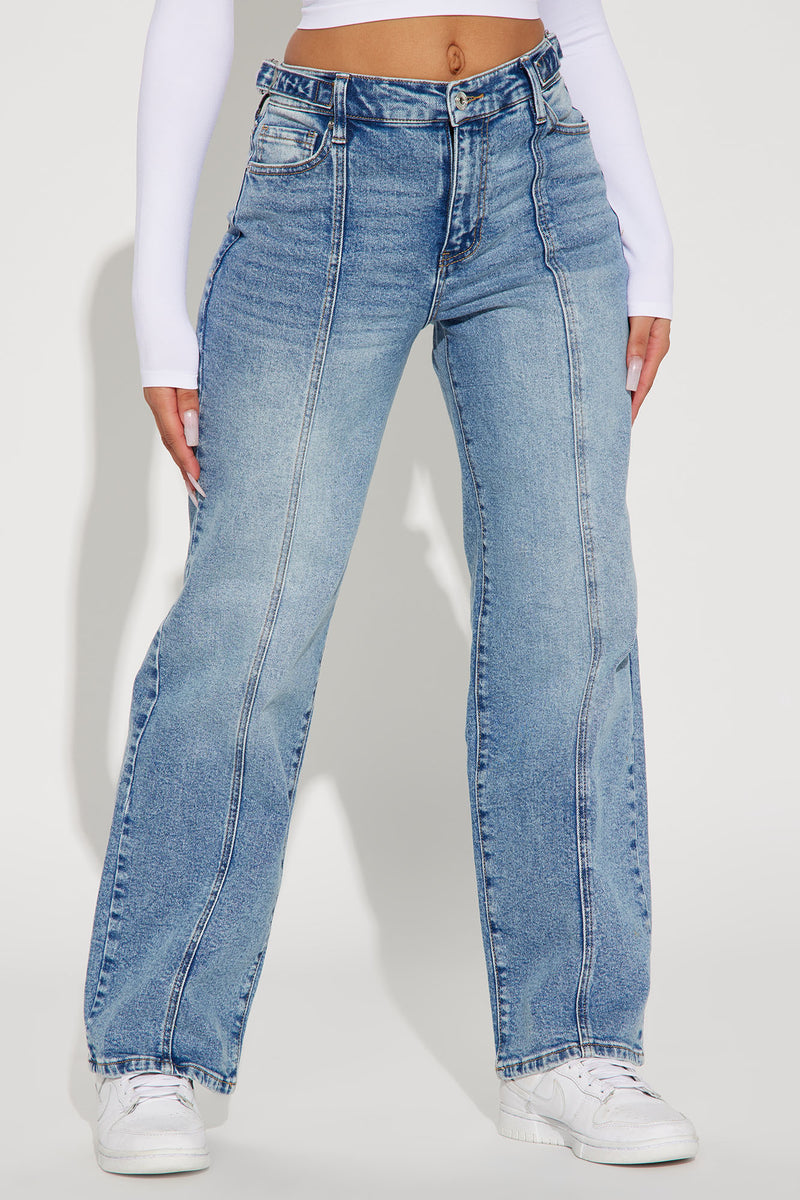 Catching Vibes Stretch Straight Leg Jeans - Medium Wash | Fashion Nova, Jeans | Fashion Nova