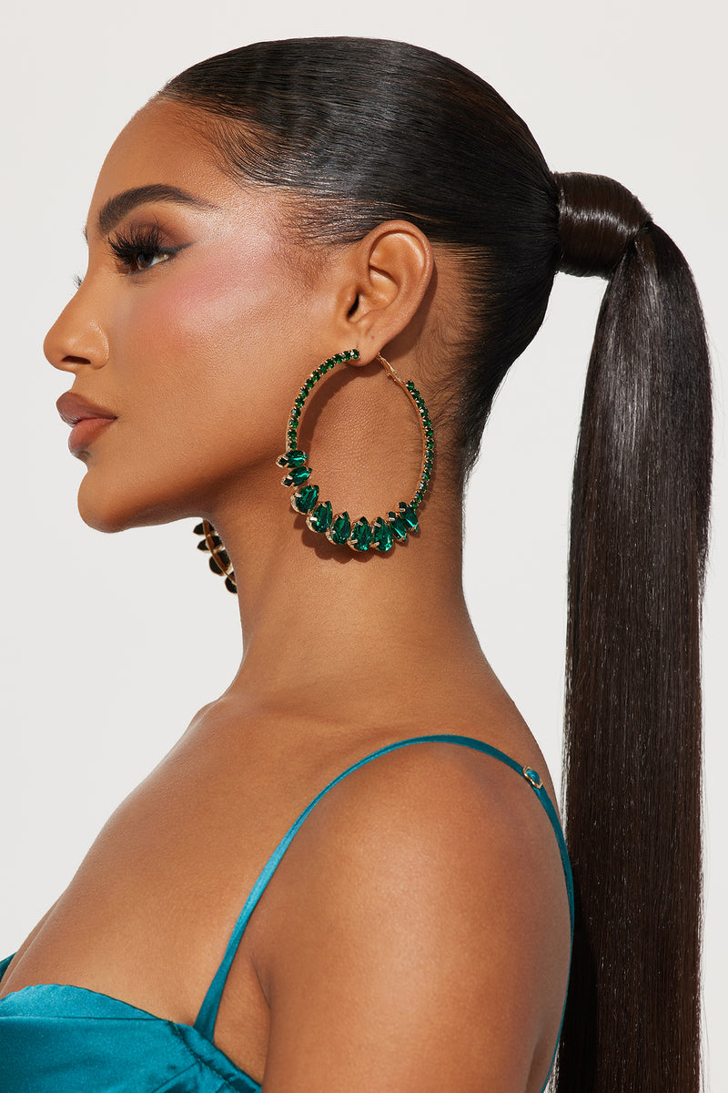 Oh La La Hoop Earrings - Green | Fashion Nova, Jewelry | Fashion Nova