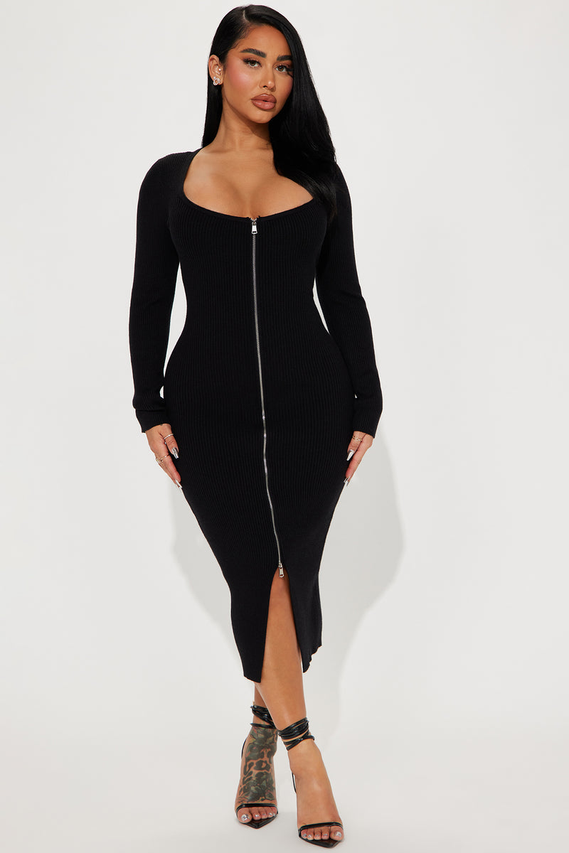 Allison Sweater Midi Dress - Black | Fashion Nova, Dresses | Fashion Nova