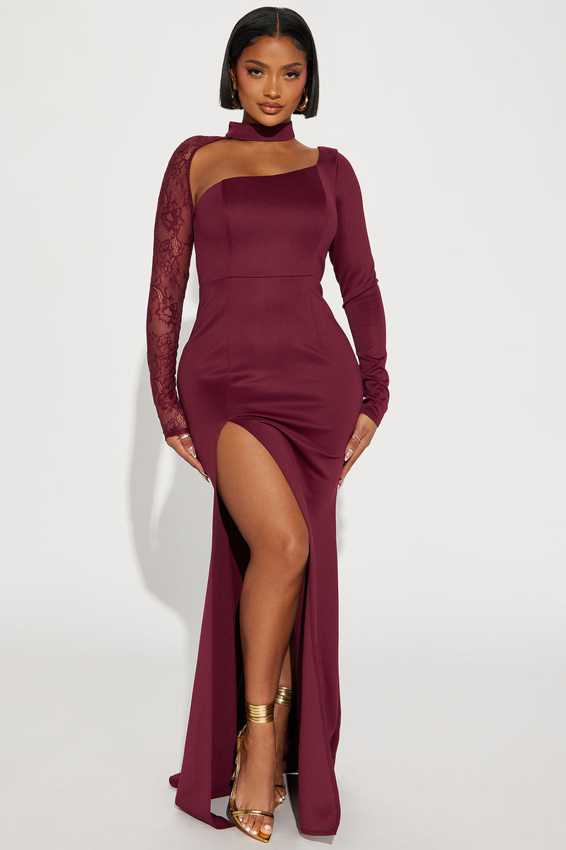 Valentina Crepe Gown - Wine | Fashion Nova, Dresses | Fashion Nova