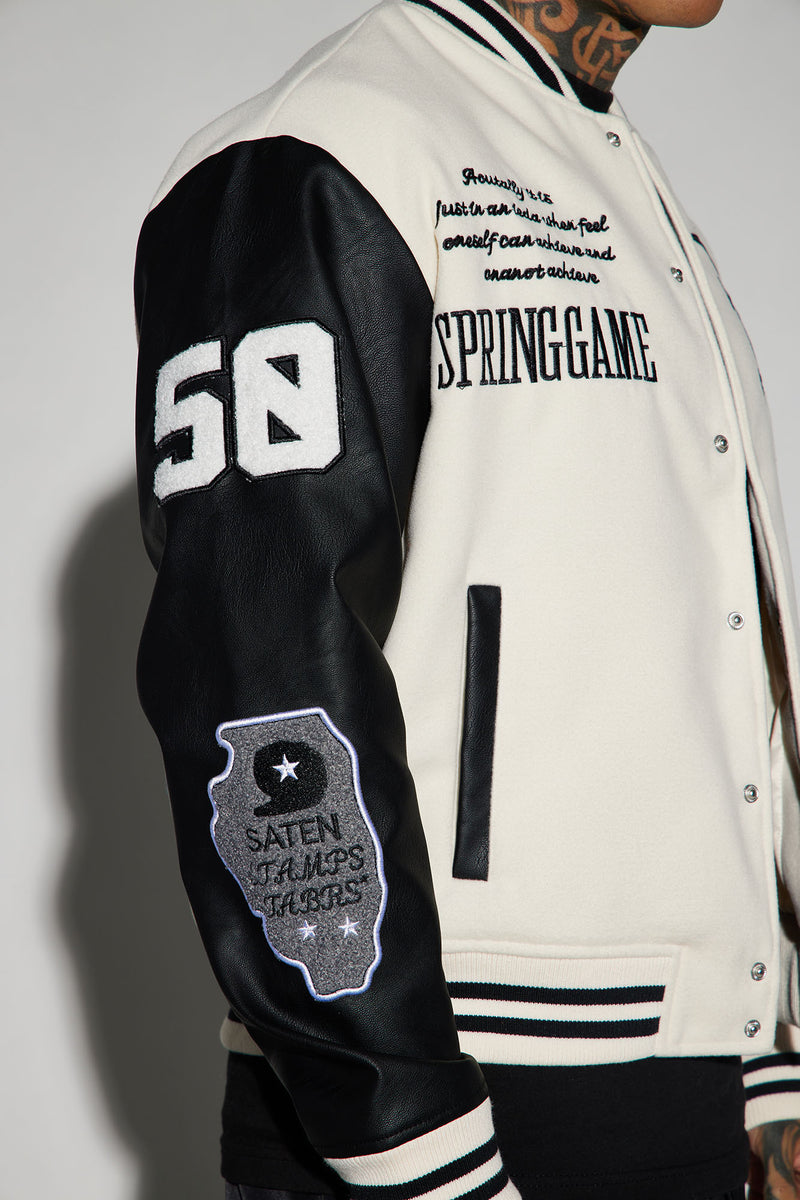 Spring Game Varsity Jacket - Cream | Fashion Nova, Mens Casual Jackets ...