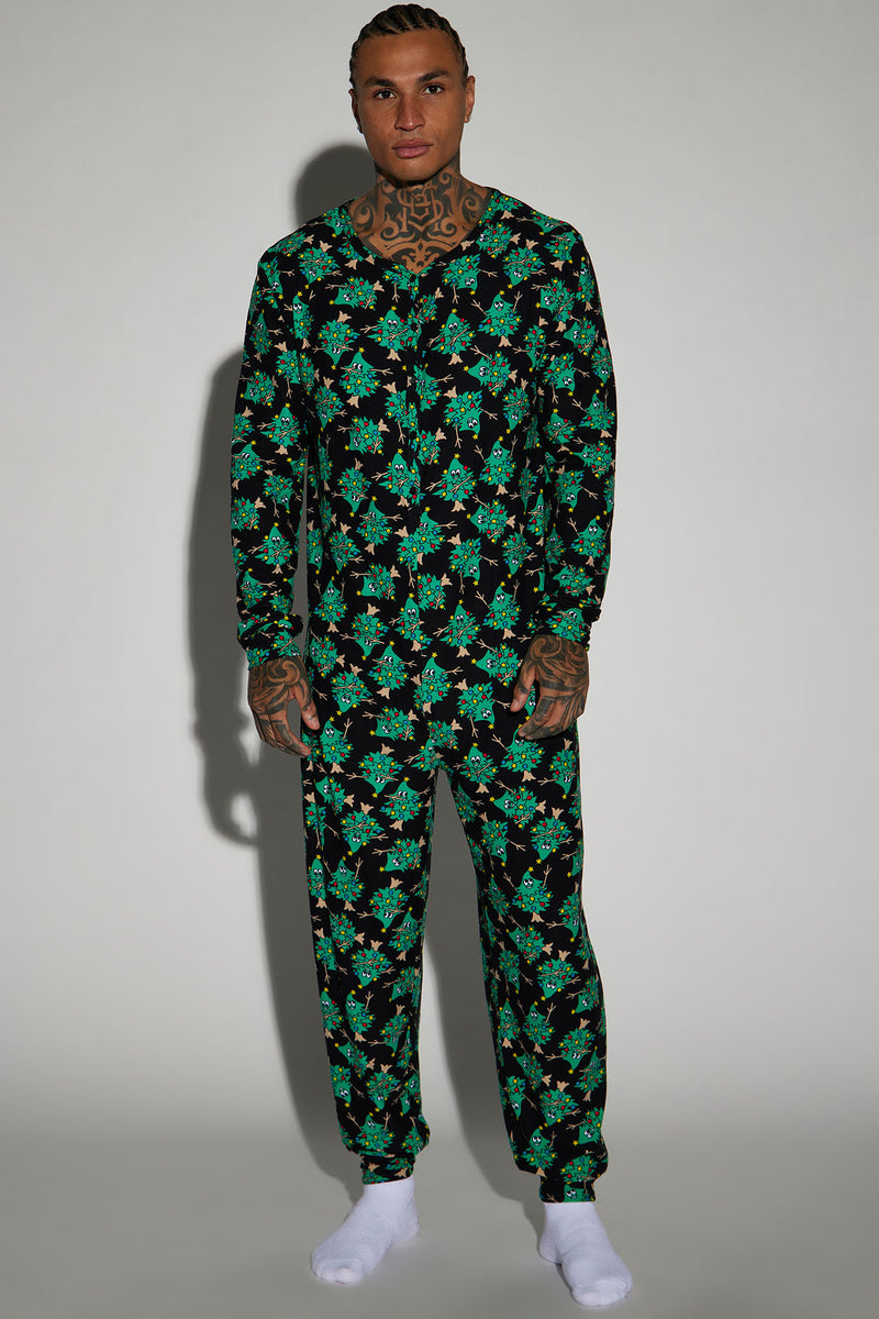 Rockin' Around The Christmas Tree Holiday PJ Onesie - Green/combo | Fashion Nova, Mens Sleepwear ...