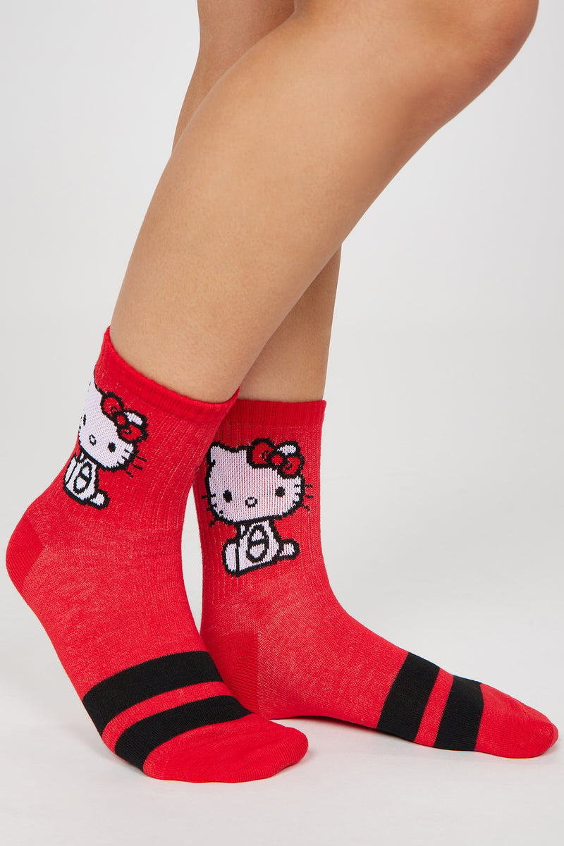 Stripe Hello Kitty 2 Pack Socks - Red/combo | Fashion Nova, Accessories ...