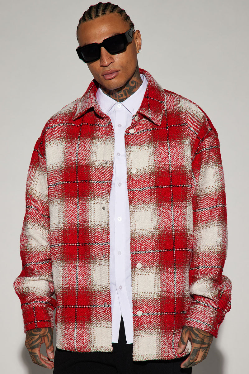 Northstar Textured Shacket - Red/combo | Fashion Nova, Mens Shirts ...