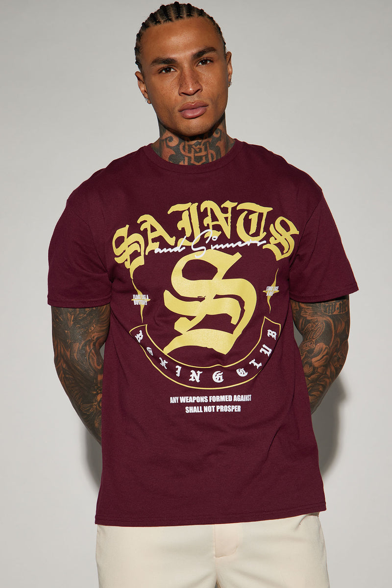 Saints Boxing Club Short Sleeve Tee - Burgundy | Fashion Nova, Mens ...
