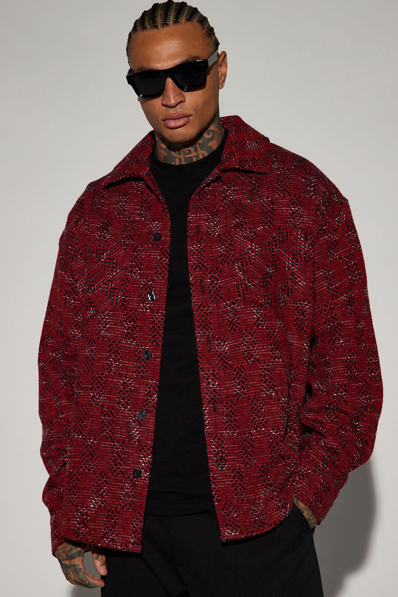 Flashing Lights Shacket - Red/combo | Fashion Nova, Mens Shirts ...