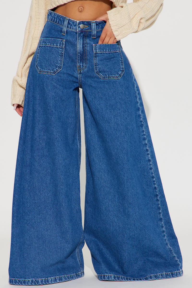 Full Stop Palazzo Jeans - Medium Wash | Fashion Nova, Jeans | Fashion Nova