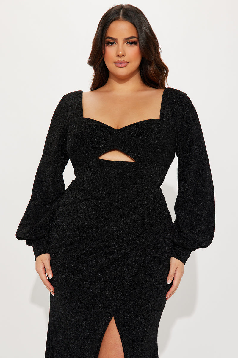 Ashley Metallic Gown - Black | Fashion Nova, Dresses | Fashion Nova