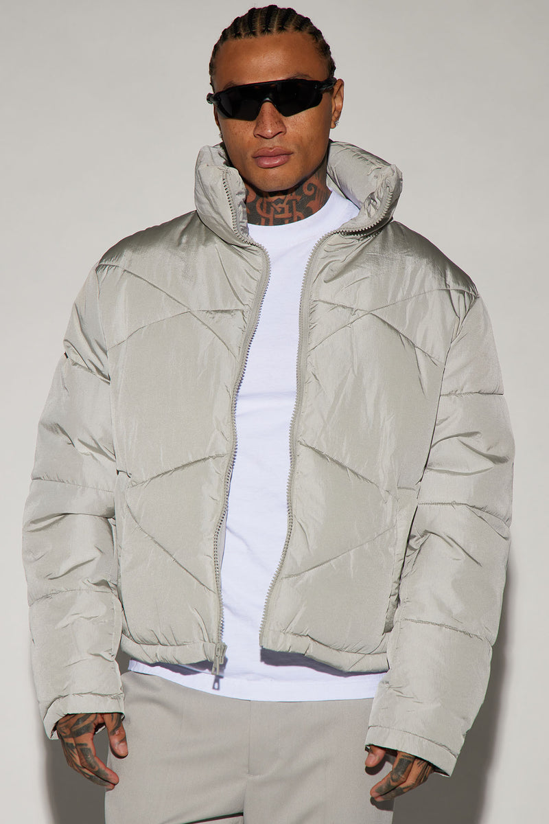 George Quilted Nylon Puffer Jacket - Grey | Fashion Nova, Mens ...