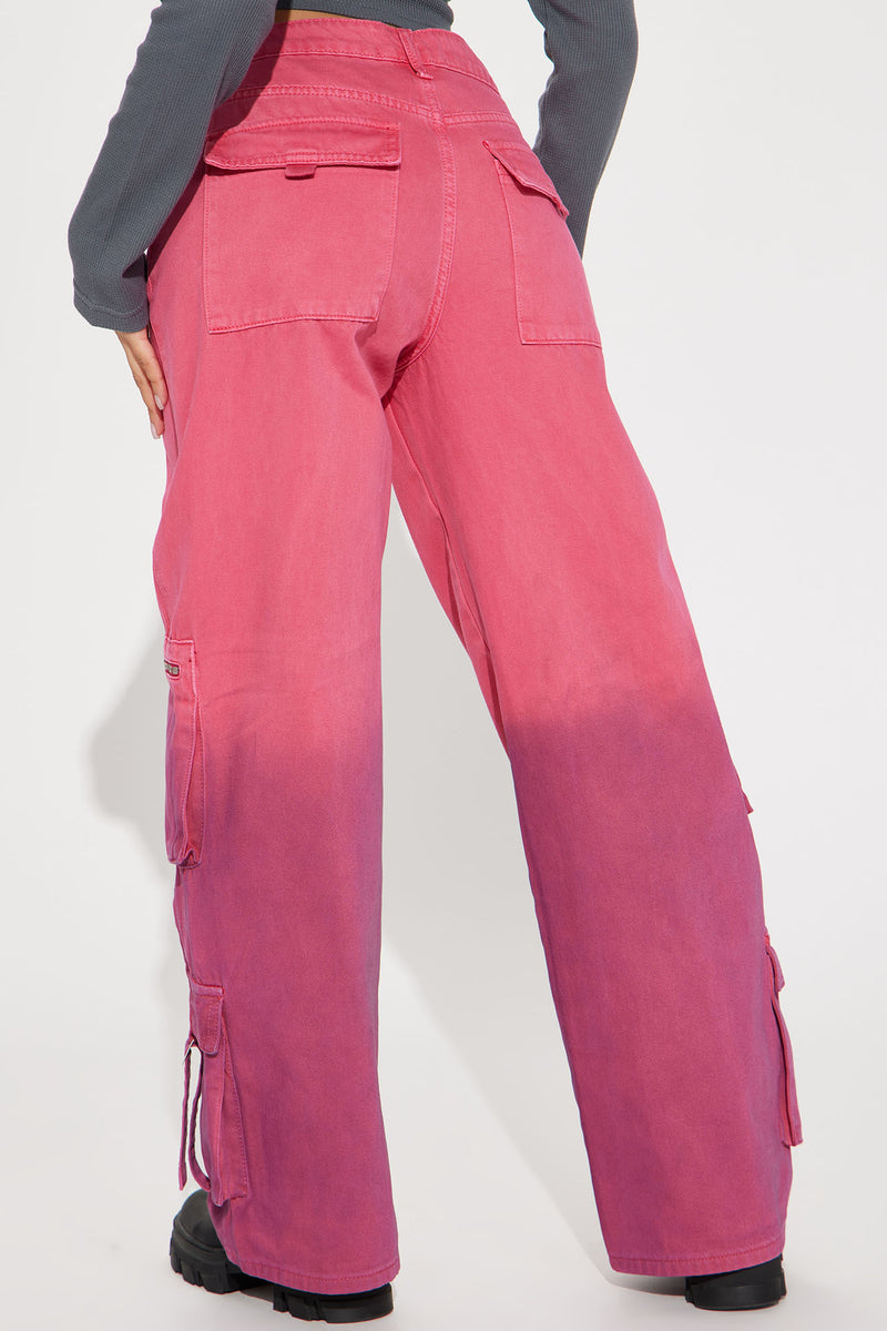 Ophelia Ombre Cargo Jeans - Raspberry | Fashion Nova, Jeans | Fashion Nova