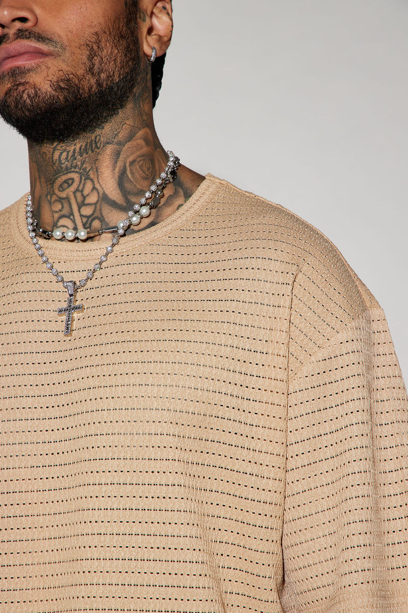 Pike Jacquard Boxy Short Sleeve Tee - Tan | Fashion Nova, Mens Tees ...