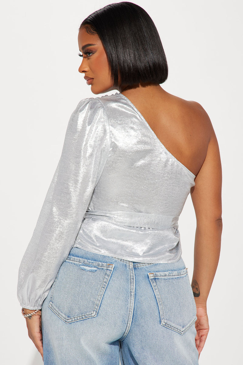 Junipero Metallic Blouse Top - Silver | Fashion Nova, Shirts & Blouses ...