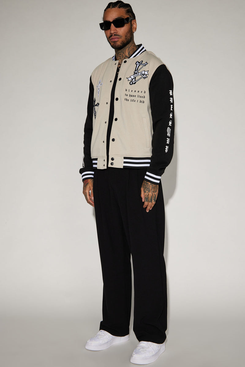 Bless Up Varsity Jacket - Sand | Fashion Nova, Mens Fleece Tops ...