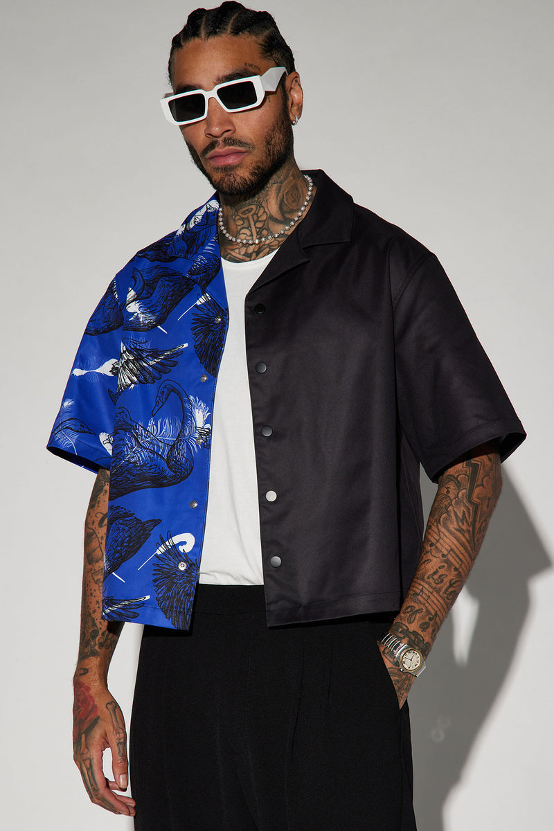 Fuji Split Cropped Shirt - Black/combo | Fashion Nova, Mens Shirts ...
