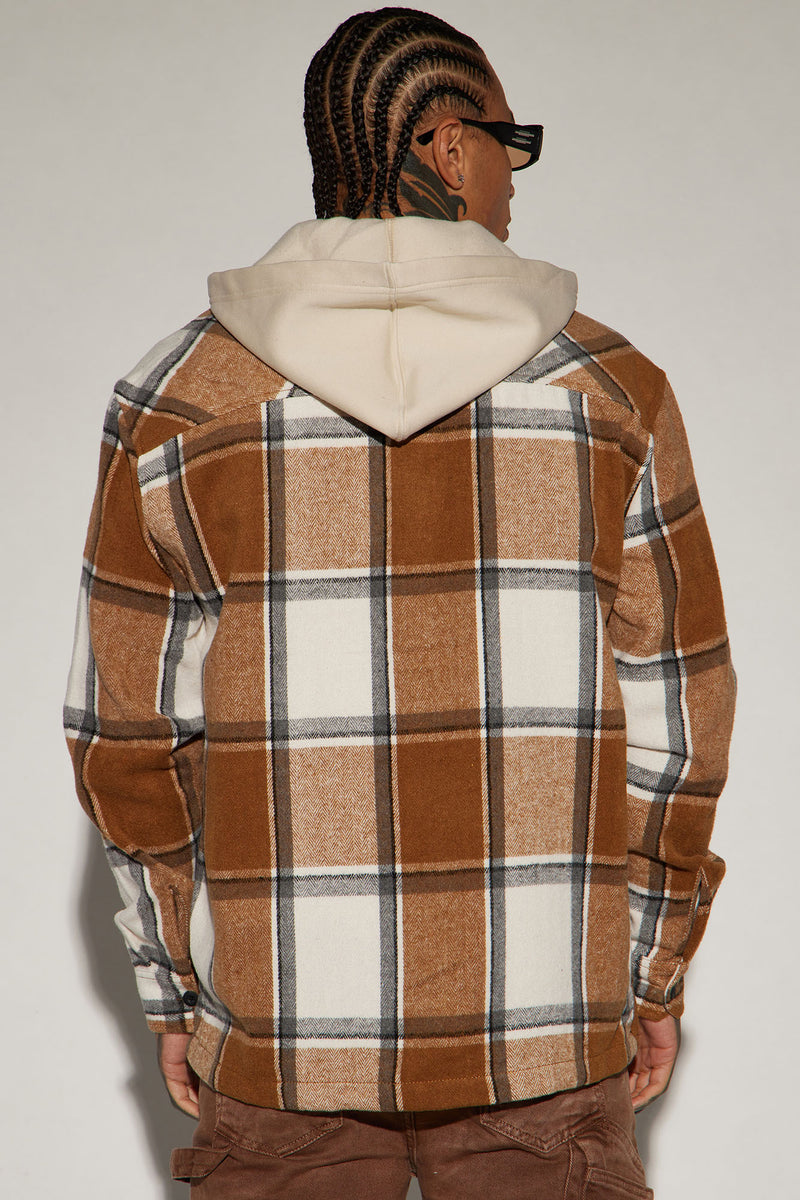 Right Back Hooded Flannel Shacket - Sand/combo | Fashion Nova, Mens ...