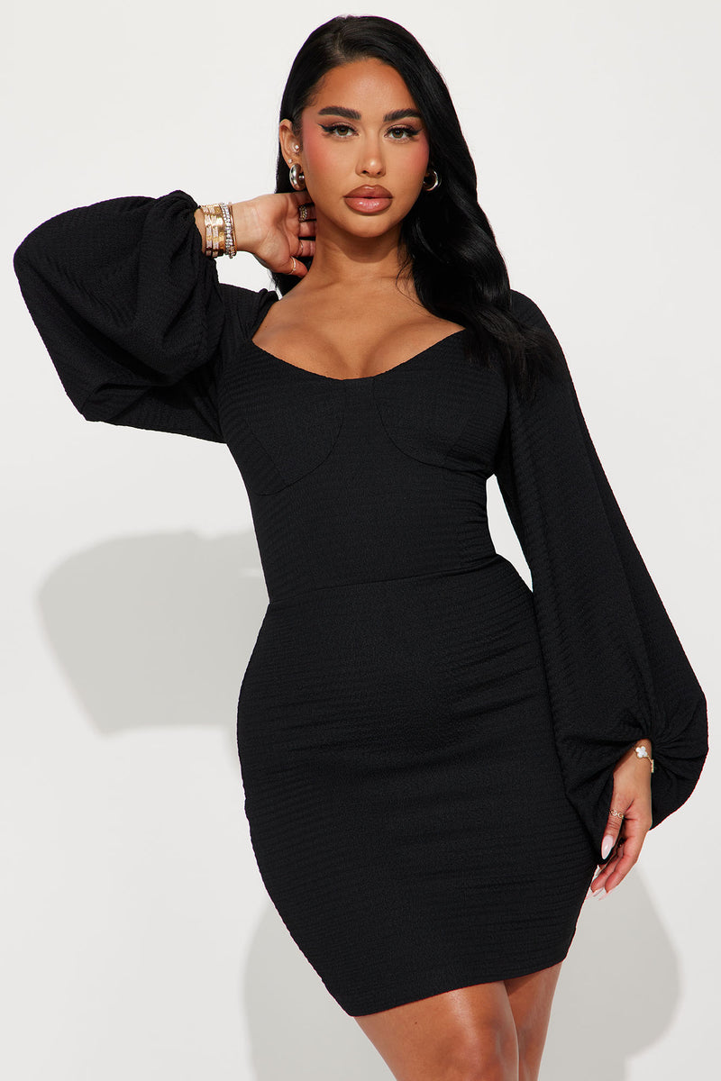 Amber Textured Mini Dress - Black | Fashion Nova, Dresses | Fashion Nova
