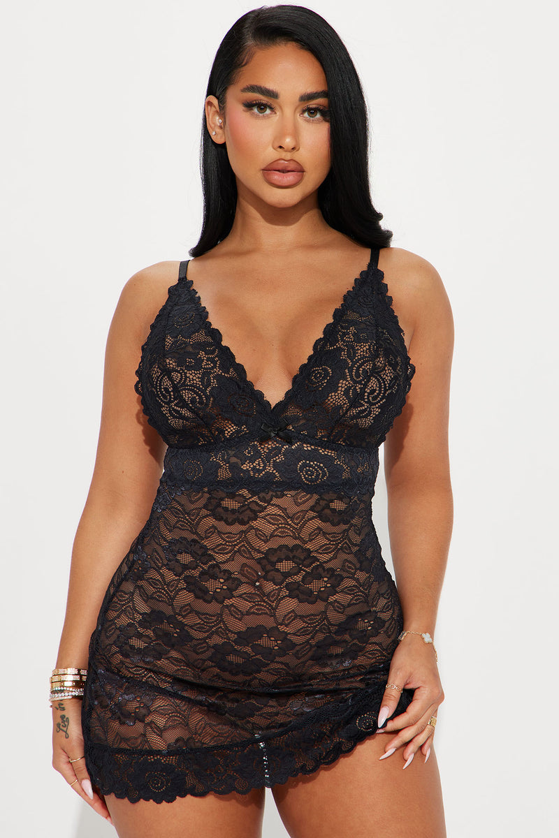 Love Your Energy Lace Chemise - Black | Fashion Nova, Lingerie & Sleepwear | Fashion Nova