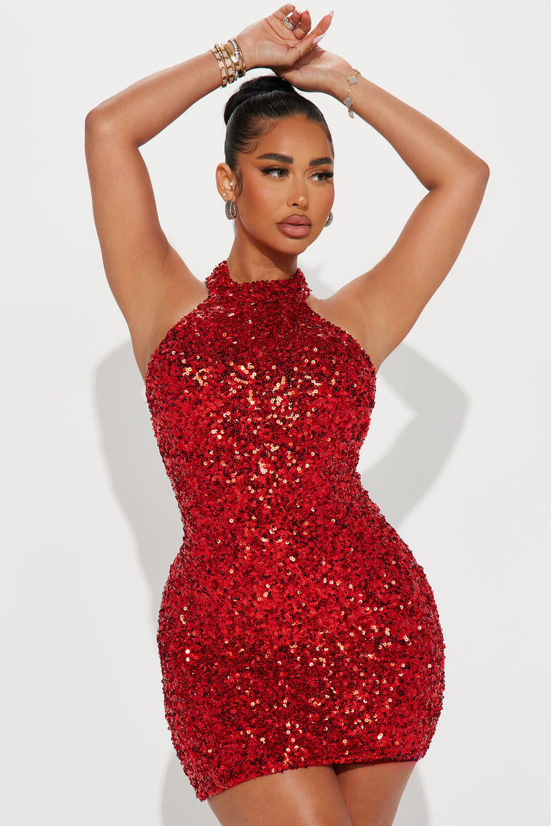 Luna Sequin Mini Dress - Red | Fashion Nova, Dresses | Fashion Nova