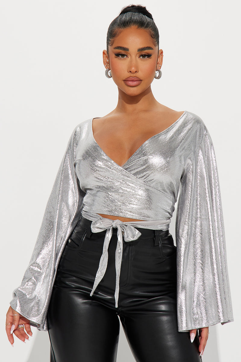 Disco Diva Metallic Blouse Top - Silver | Fashion Nova, Shirts ...