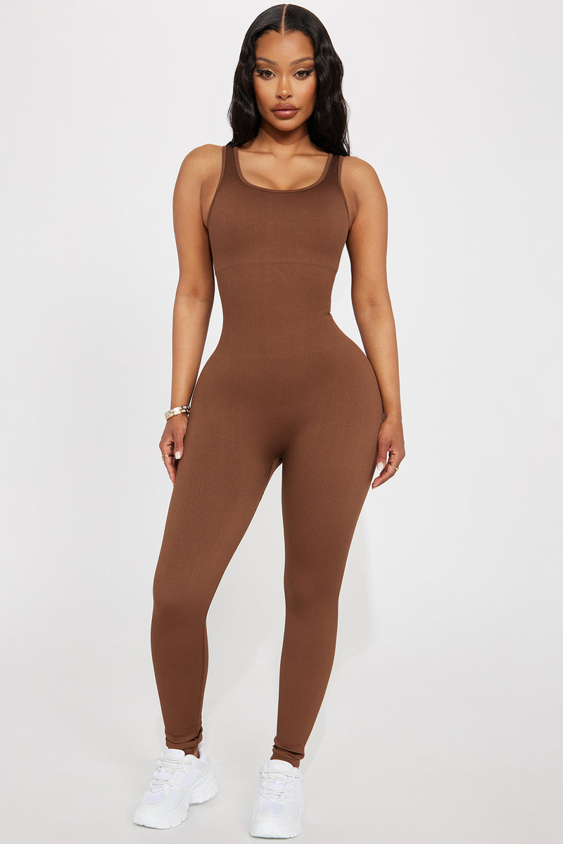 Always In Motion Active Jumpsuit - Brown | Fashion Nova, Nova Sport ...