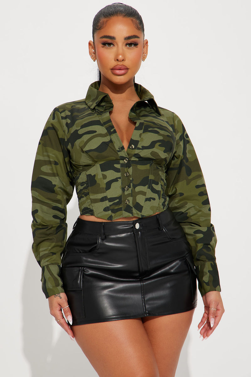 Endless Talks Camo Corset Top - Camouflage | Fashion Nova, Shirts ...