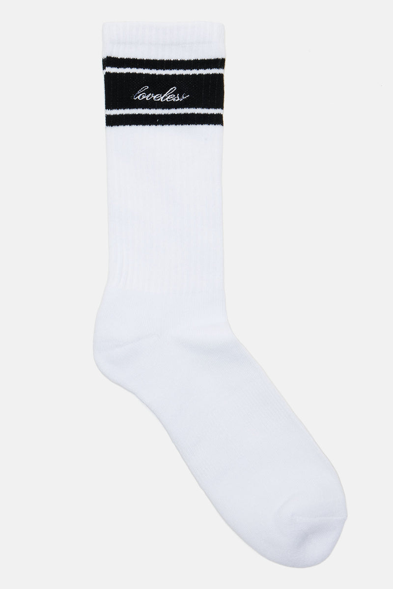 Loveless Cursive Crew Socks - White | Fashion Nova, Mens Accessories ...