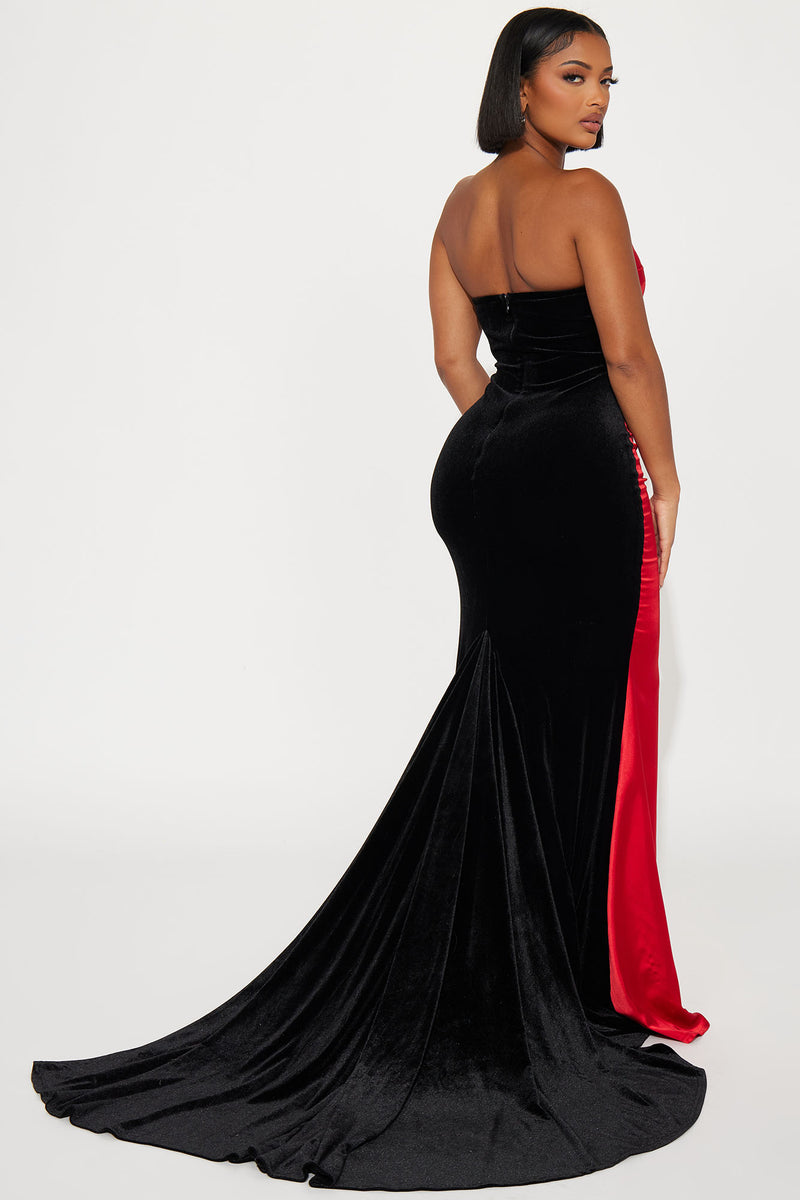 Georgina Satin Gown - Red/Black | Fashion Nova, Dresses | Fashion Nova