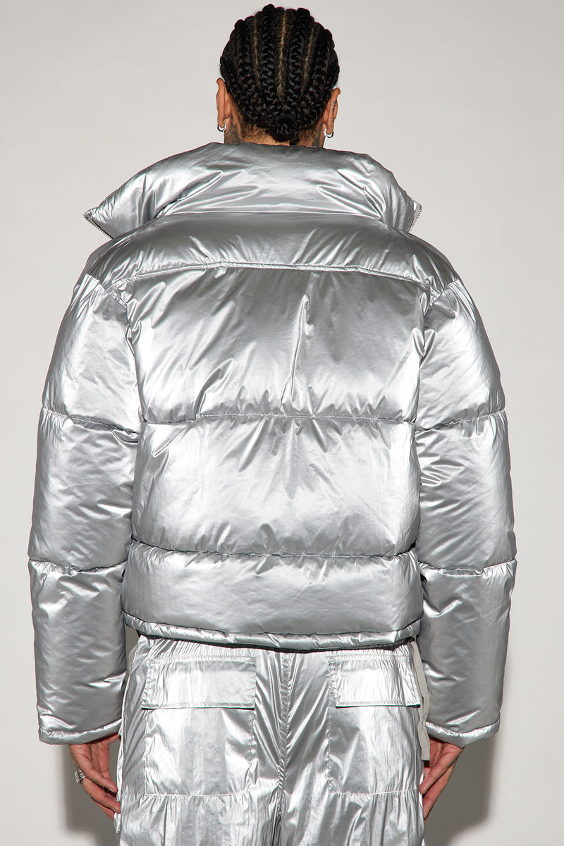 Faxon Nylon Cropped Puffer - Silver | Fashion Nova, Mens Outerwear ...
