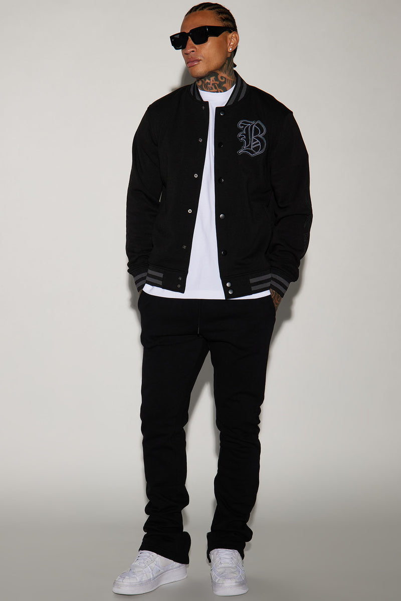 Blessed Varsity Jacket - Black | Fashion Nova, Mens Fleece Tops ...