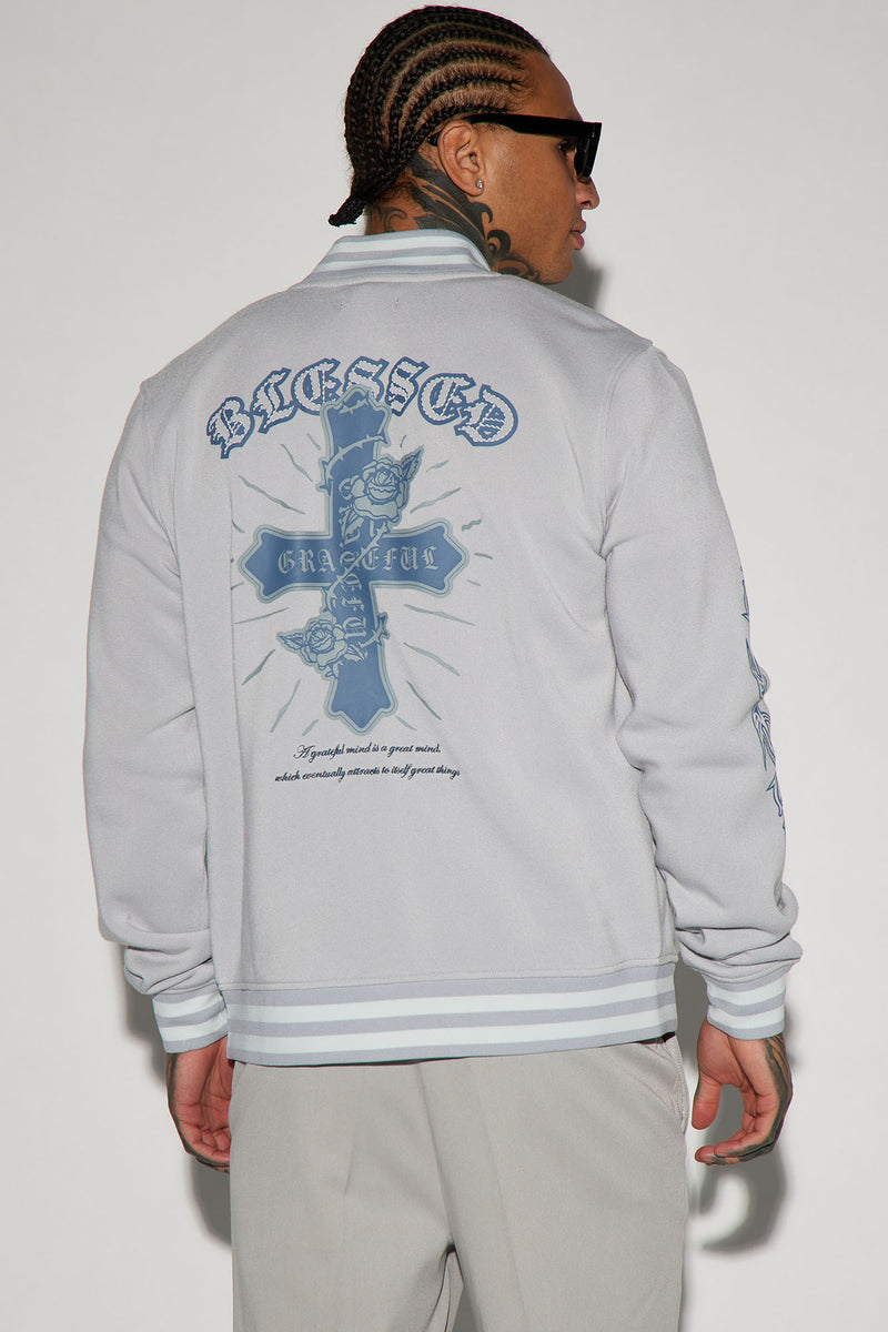 Blessed Varsity Jacket - Blue | Fashion Nova, Mens Fleece Tops ...