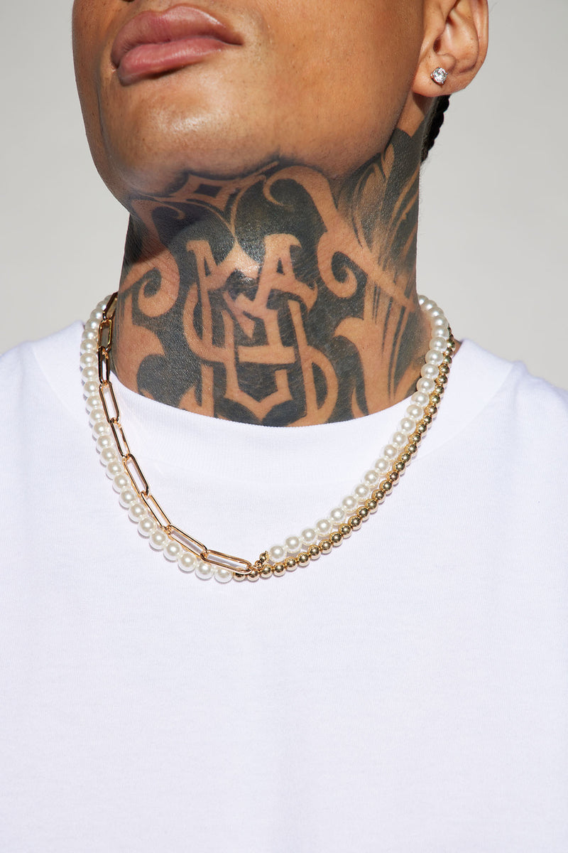 Split Into Two 2 Piece Chain Necklace - White/Gold | Fashion Nova, Mens ...