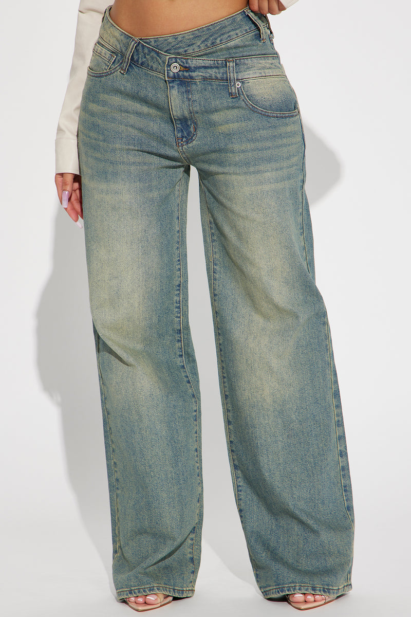 Confessions Crossover Tinted Jeans - Vintage Blue Wash | Fashion Nova ...