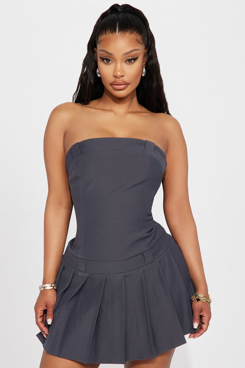 Blair Twill Mini Dress - Grey | Fashion Nova, Dresses | Fashion Nova