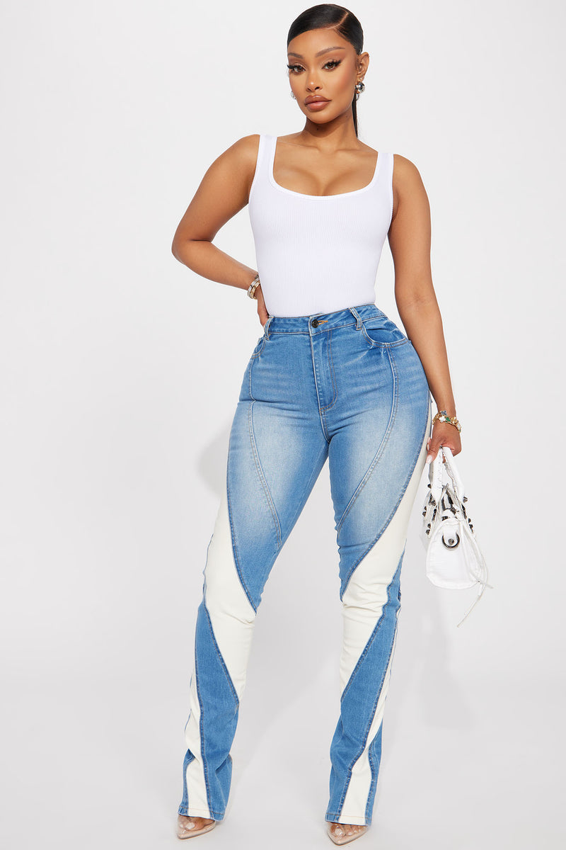 Stepping Up Split Hem Skinny Jeans - Medium Wash | Fashion Nova, Jeans ...