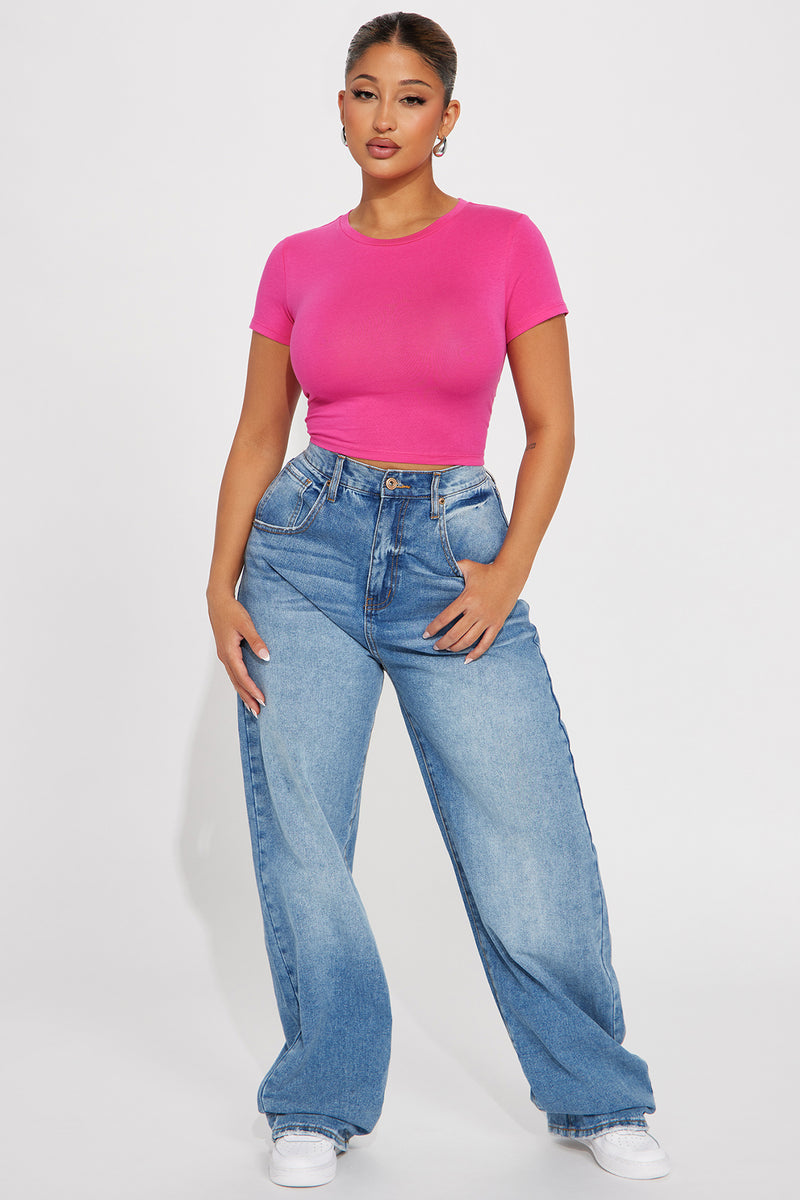 Anna Crew Neck Crop Top - Fuchsia | Fashion Nova, Basic Tops ...
