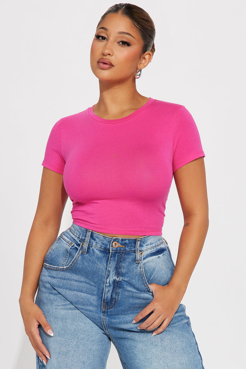 Anna Crew Neck Crop Top - Fuchsia | Fashion Nova, Basic Tops ...
