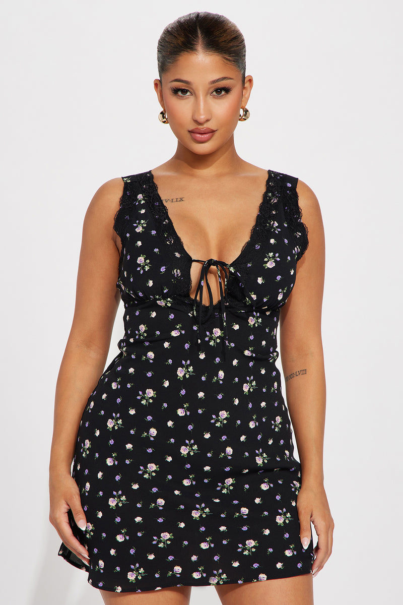 Riley Poplin Floral Mini Dress - Black/combo | Fashion Nova, Dresses ...