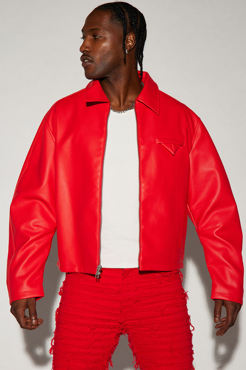 Houston Faux Leather Cropped Jacket - Red | Fashion Nova, Mens Casual ...