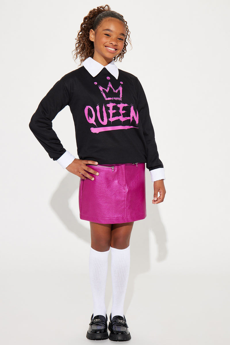 Mini Queen Crown Fleece Crew Neck - Black | Fashion Nova, Kids ...